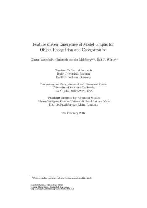 Pdf Feature Driven Emergence Of Model Graphs For Object Recognition