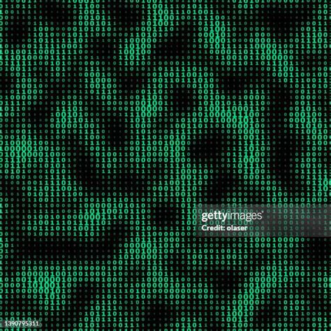 Green Bold Binary Digits Of Varying Size In Grid Pattern On Black High