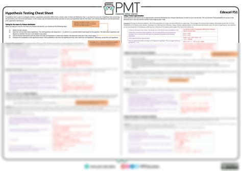 Solution Statistical Inference Hypothesisi Test Cheat Sheet Studypool