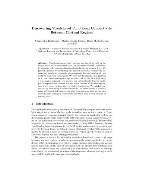 Pdf Discovering Voxel Level Functional Connectivity Between Cortical