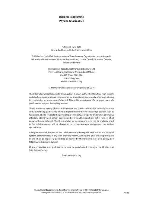 💯 Ib Physics Data Booklet 2022 Ingel Soong