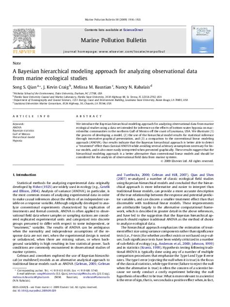 Pdf A Bayesian Hierarchical Modeling Approach For Analyzing Observational Data From Marine