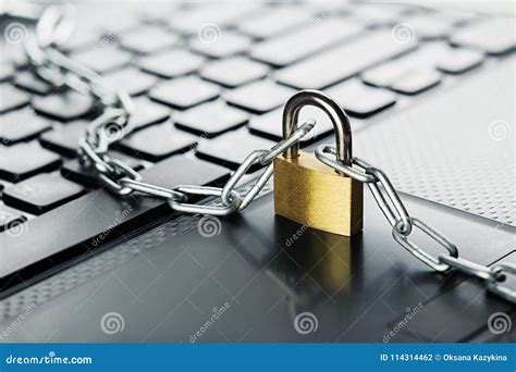 Padlock On Computer Keyboard Network Security Data Security And Antivirus Protection Pc Stock