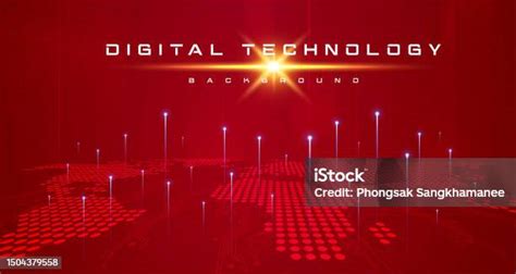 디지털 기술 글로벌 속도 인터넷 네트워크 연결 빨간색 배경 사이버 정보 추상적인 지도 통신 혁신 메타버스 미래 기술 Ai 빅 데이터 일러스트레이션 3d 빨간색 배경에 대한