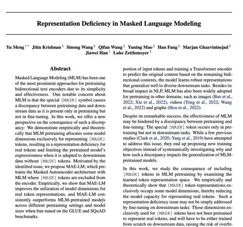 Ahsen Khaliq On Linkedin Representation Deficiency In Masked Language Modeling Abs