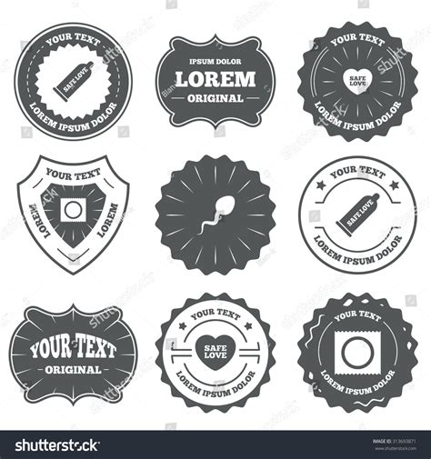 Vintage Emblems Labels Safe Sex Love Stock Vector Royalty Free 313693871 Shutterstock
