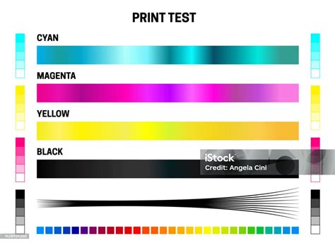 Print Test Cmyk Calibration Illustration With Color Test For Cyan Magenta Yellow Black And Many