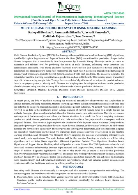 Pdf Multi Disease Prediction System Using Machine Learning