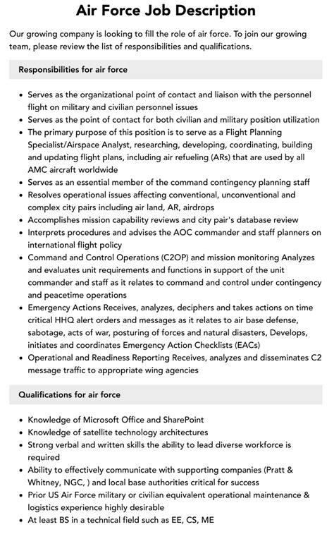 Fuels Air Force Job Description At Leslie Welch Blog