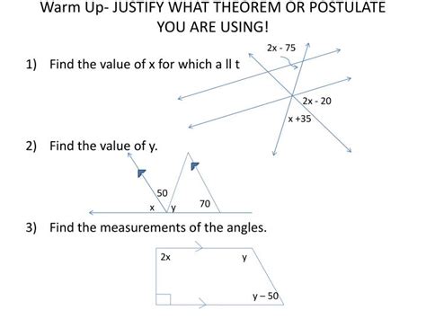 Ppt Warm Up Justify What Theorem Or Postulate You Are Using Powerpoint Presentation Id 3847574