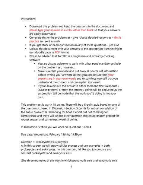 Bio Prob Set 1 Prob Set Instructions Download This Problem Set Keep The Questions In The