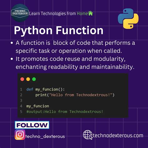 technodexterous on linkedin python 🐍 function unlocking the power of simplicity we are starting…