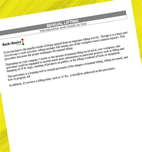 Manual Lifting Back Basics Safety