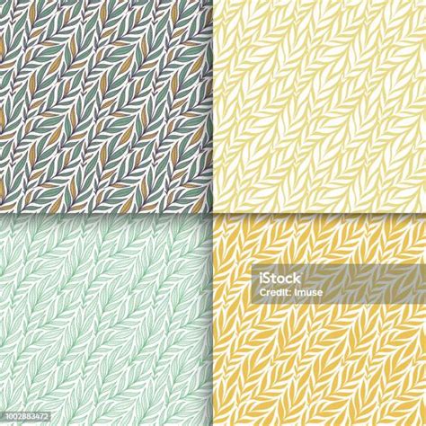 양식에 일치 시키는 다채로운 지점과 나뭇잎 원활한 세트 패턴 자연 보편적인는 텍스처 손으로 그린 장식 꽃 장식 배경입니다 벡터 일러스트 레이 션 0명에 대한 스톡 벡터 아트