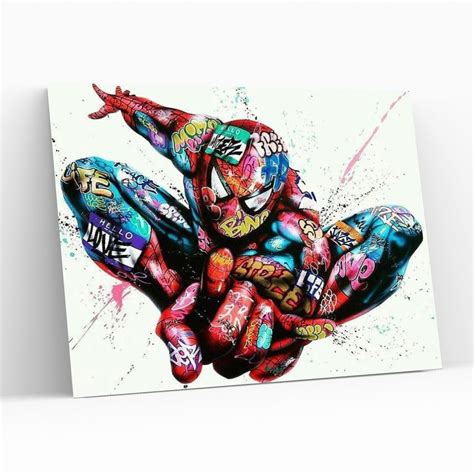 Spiderman Exclusive Graffiti Canvas Art Print Spiderman Street Art