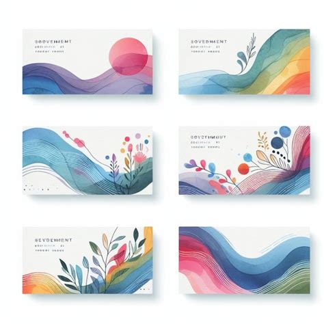 Premium Photo Modern Watercolor Colorful Headers Set Template Design