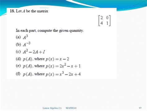 Solved A Using The Matrices And Scalars In Exercise Chegg