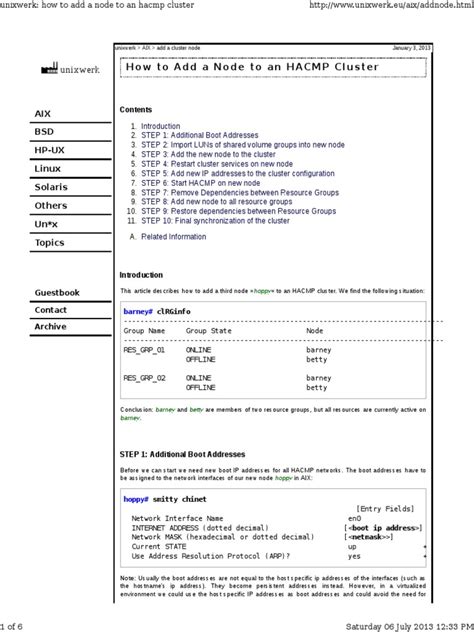 How To Add A Node To An Hacmp Cluster Pdf Computer Cluster Ip Address