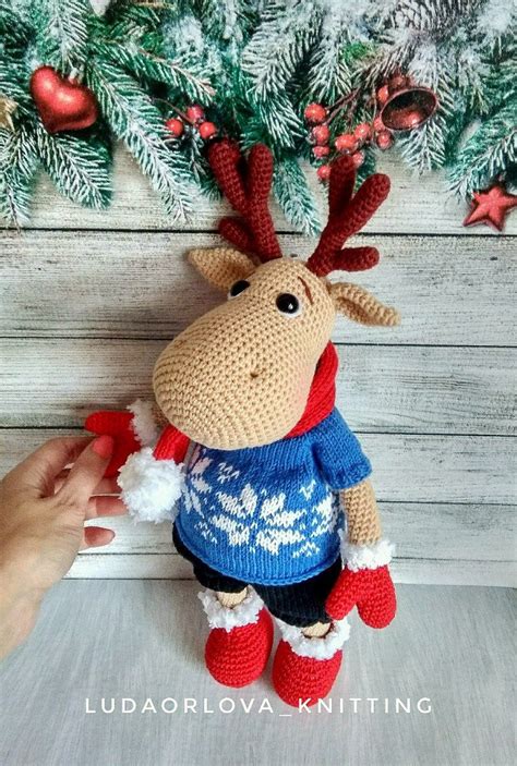 Pdf Олень Рудольф Free Amigurumi Crochet Pattern Бе… Схемы для вязания рождественских