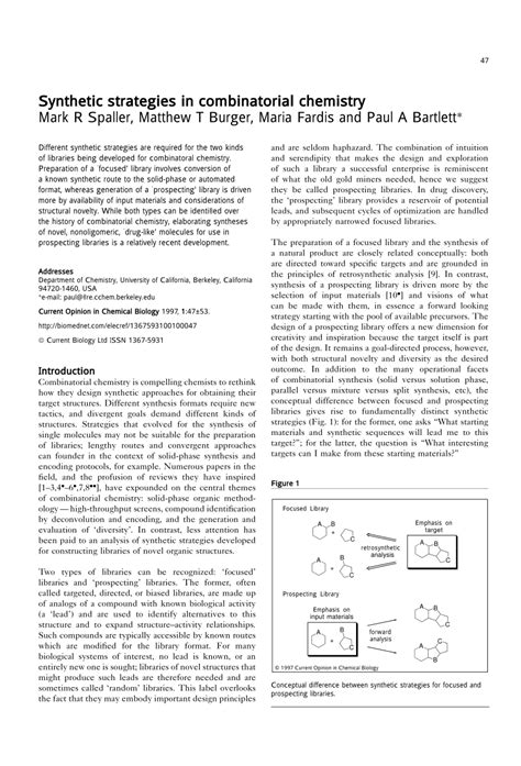 Pdf Synthetic Strategies In Combinatorial Chemistry