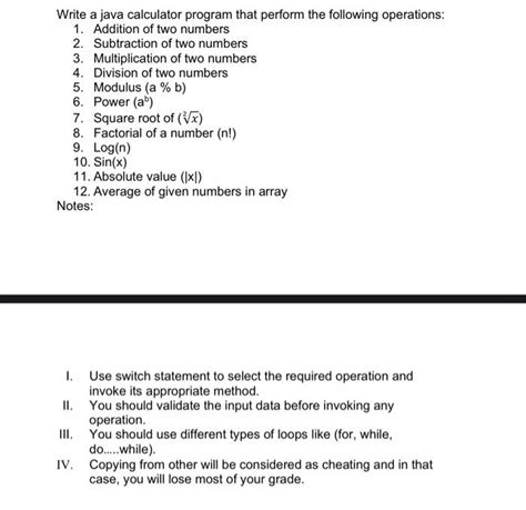 solved write a java calculator program that perform the