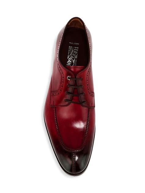 Ferragamo Tullo Lace Up Leather Dress Shoes In Red For Men Lyst