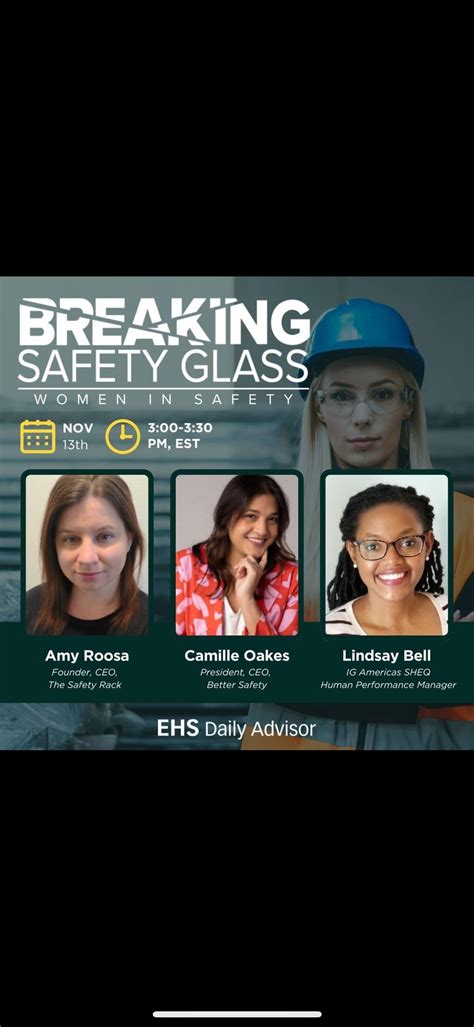 Ehsbreakingsafetyglass Women Safety Thesafetyrack Career Working Ehs Community Corey
