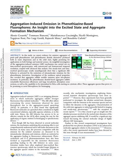 Pdf Aggregation Induced Emission In Phenothiazine Based Fluorophores