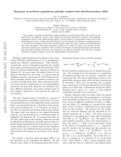 Pdf Dynamics Of Oscillator Populations Globally Coupled With Distributed Phase Shifts