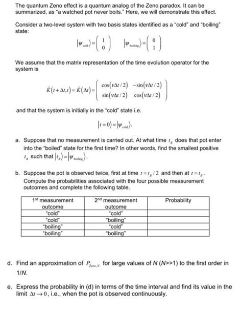 Solved The Quantum Zeno Effect Is A Quantum Analog Of The