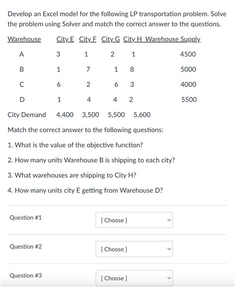 Solved Develop An Excel Model For The Following Lp Tran