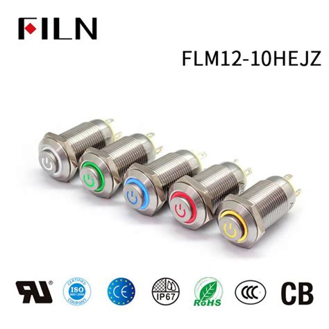 GREAT 24 Volt Push Button Switch FILN 12MM 24 Volt Push Button Switch Illuminated Power Symbol