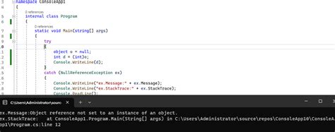 C Get Full Error Message In Nullreferenceexception Stack Overflow