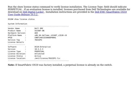 Verify License Installation Dell Emc Smartfabric Os10 Switch Configuration Guide For Vxrail
