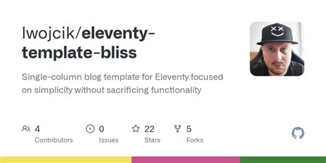 Github Lwojcikeleventy Template Bliss Single Column Blog Template