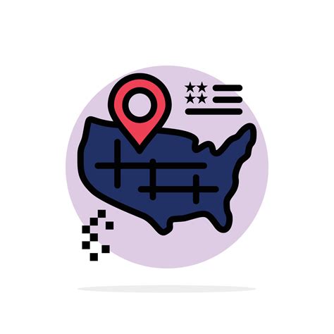 Location Map American Abstract Circle Background Flat Color Icon