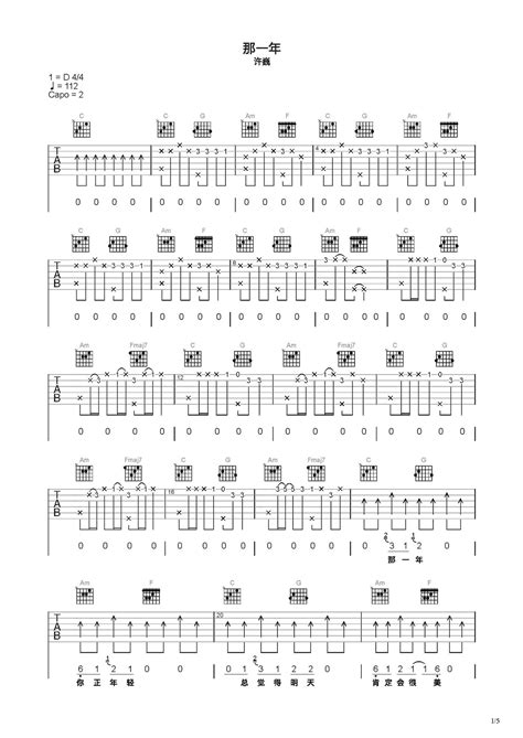 《大人中》吉他简谱c调弹唱谱卢广仲 吉他曲谱 师谦曲谱网