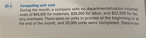 Solved Computing Unit Cost During The Month A Company With Chegg Com