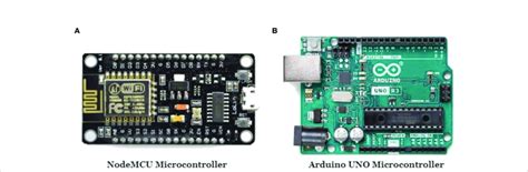 A Nodemcu Microcontroller B Arduino Uno Microcontroller