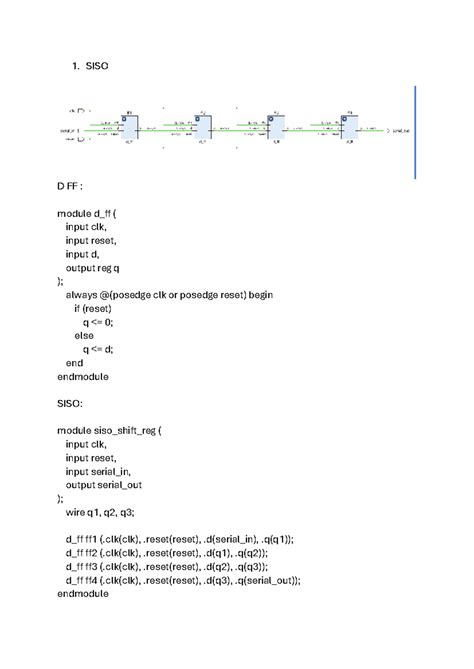 Shiftregs Shift Reg Digital Electronics Verilog 1 Siso D Ff