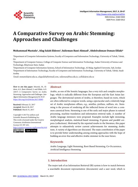 Pdf A Comparative Survey On Arabic Stemming Approaches And Challenges