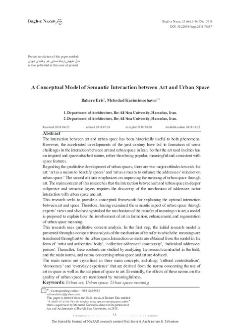 pdf a conceptual model of semantic interaction between art and urban