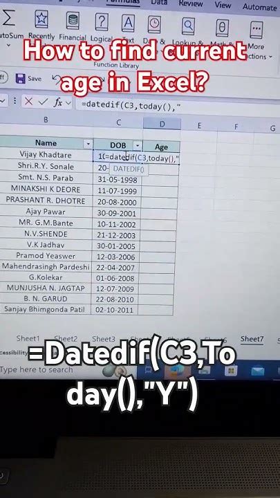 How To Find Current Age In Excel Techvyas1 Exceltech Excelfile Excel Excelworld Yt