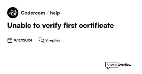Unable To Verify First Certificate