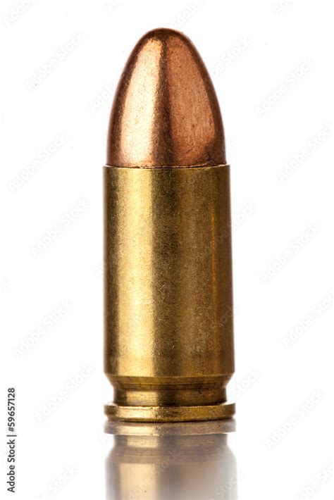 9mm Bullet For A Gun Isolated On A White Background Stock Photo Adobe Stock