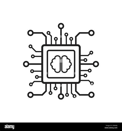 Artificial Intelligence Ai Processor Chip Vector Icon Symbol For