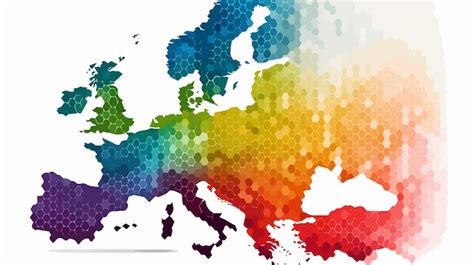 Detailed Halftone Hexagonal Europe Map Vector Geographic Map Premium