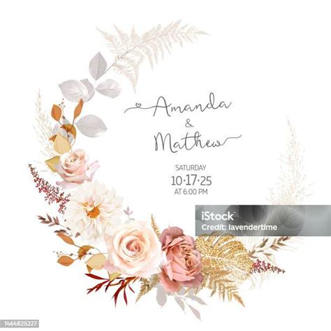 러스트 오렌지와 블러시 핑크 앤티크 로즈 베이지색과 옅은 꽃 크리미한 달리아 꽃 식물에 대한 스톡 벡터 아트 및 기타 이미지 꽃 식물 화관 수채화 Istock