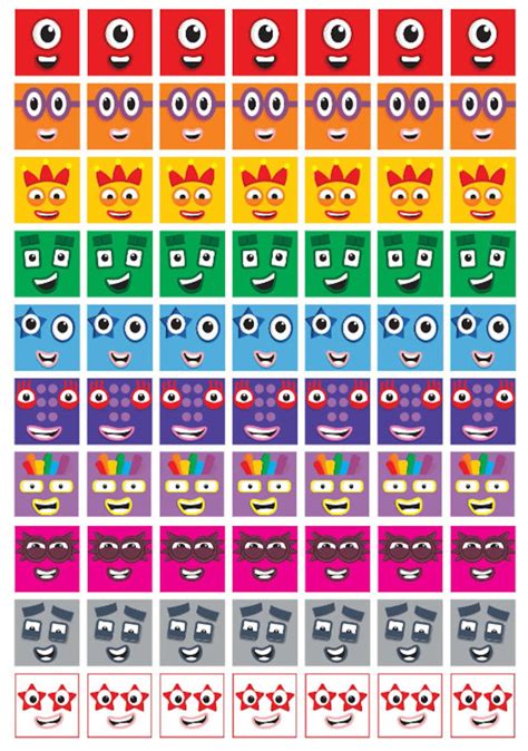 Numberblock Faces Stickers 1 10 Unifix Cube Stickers 24cm In Size
