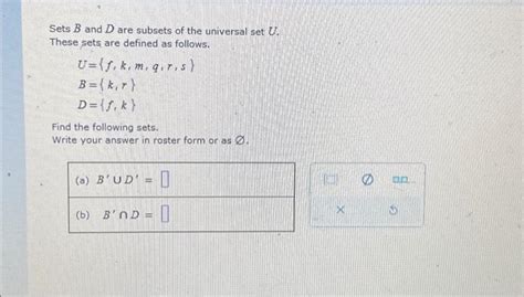 Solved Sets B And D Are Subsets Of The Universal Set U